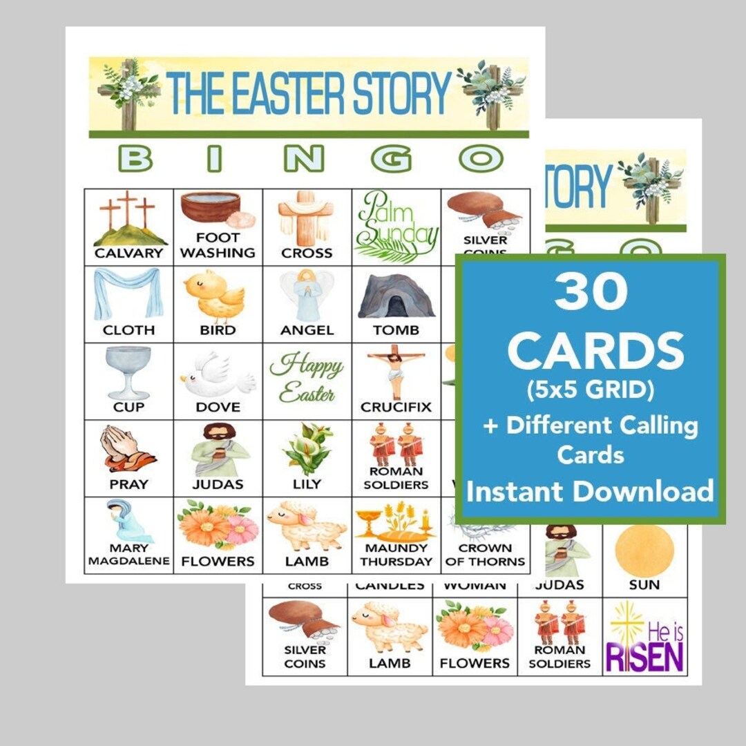 Easter Bingo, Easter Religious Christian Bingo, Palm Sunday Bingo ...