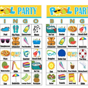 Pool Party Bingo Game, Summer Family Fun (digital Download) - Etsy