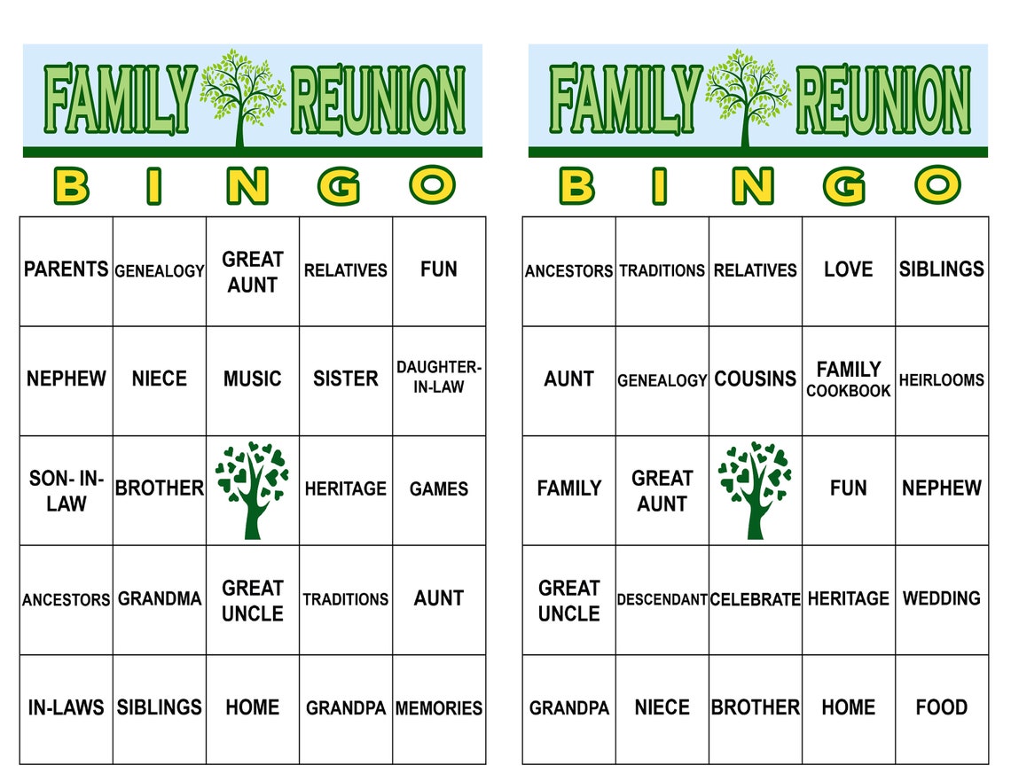 Family REUNION BINGO Game Mix and Mingle Game Family - Etsy