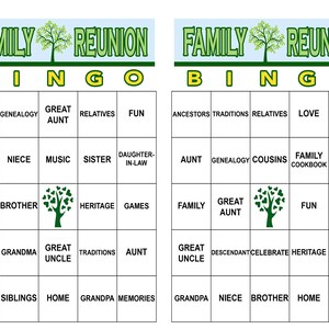 Family REUNION BINGO Game, Mix and Mingle Game, Family Reunion ...