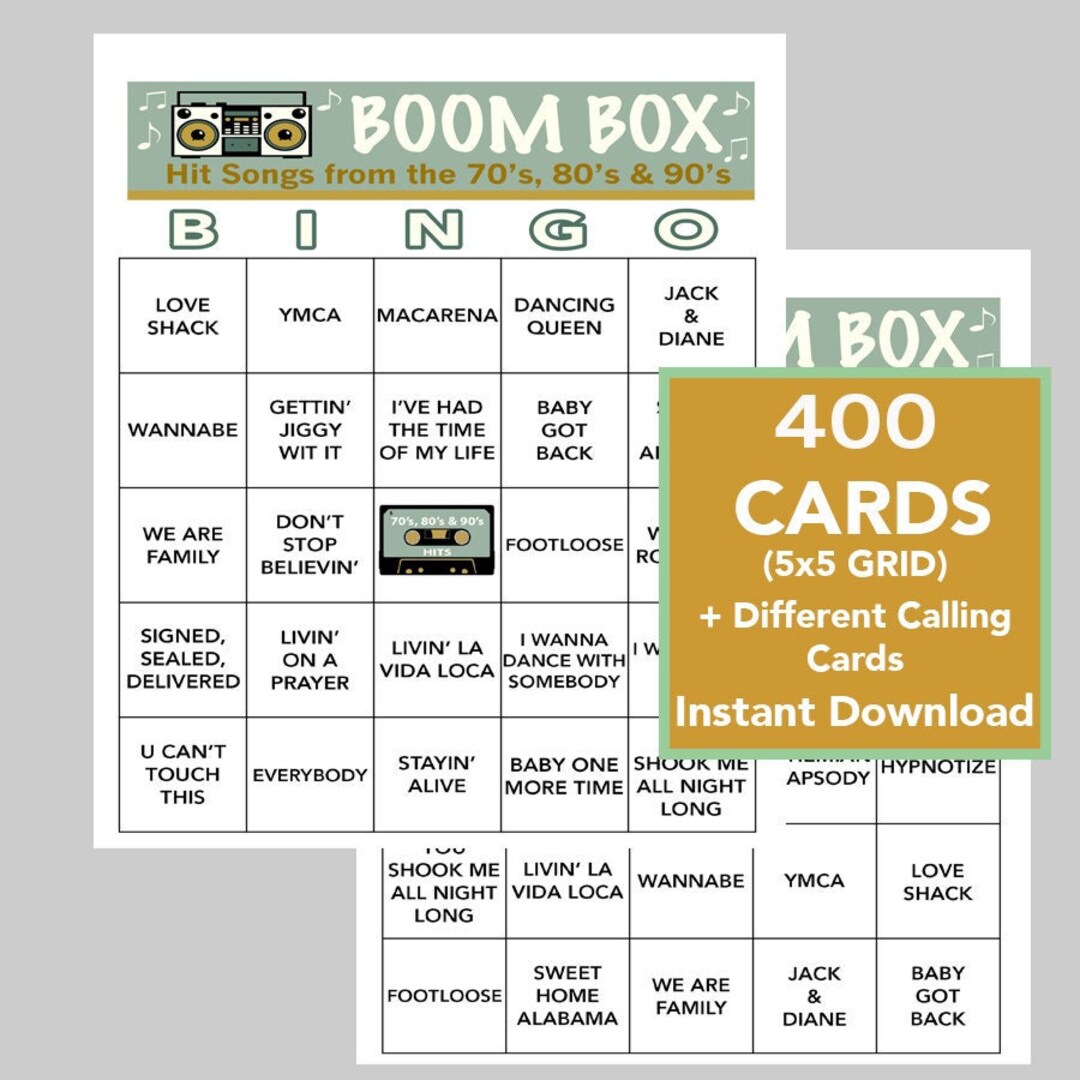 70's, 80's, & 90's Bingo, Music Games, 70's, 80's, and 90's Party ...