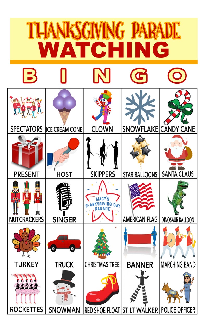 Macy's Thanksgiving Parade Bingo Bingo Games Printable | Etsy