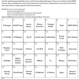 Rap Music, Trap Music, Rap and Trap Bingo, Music Games, Rap and Trap ...