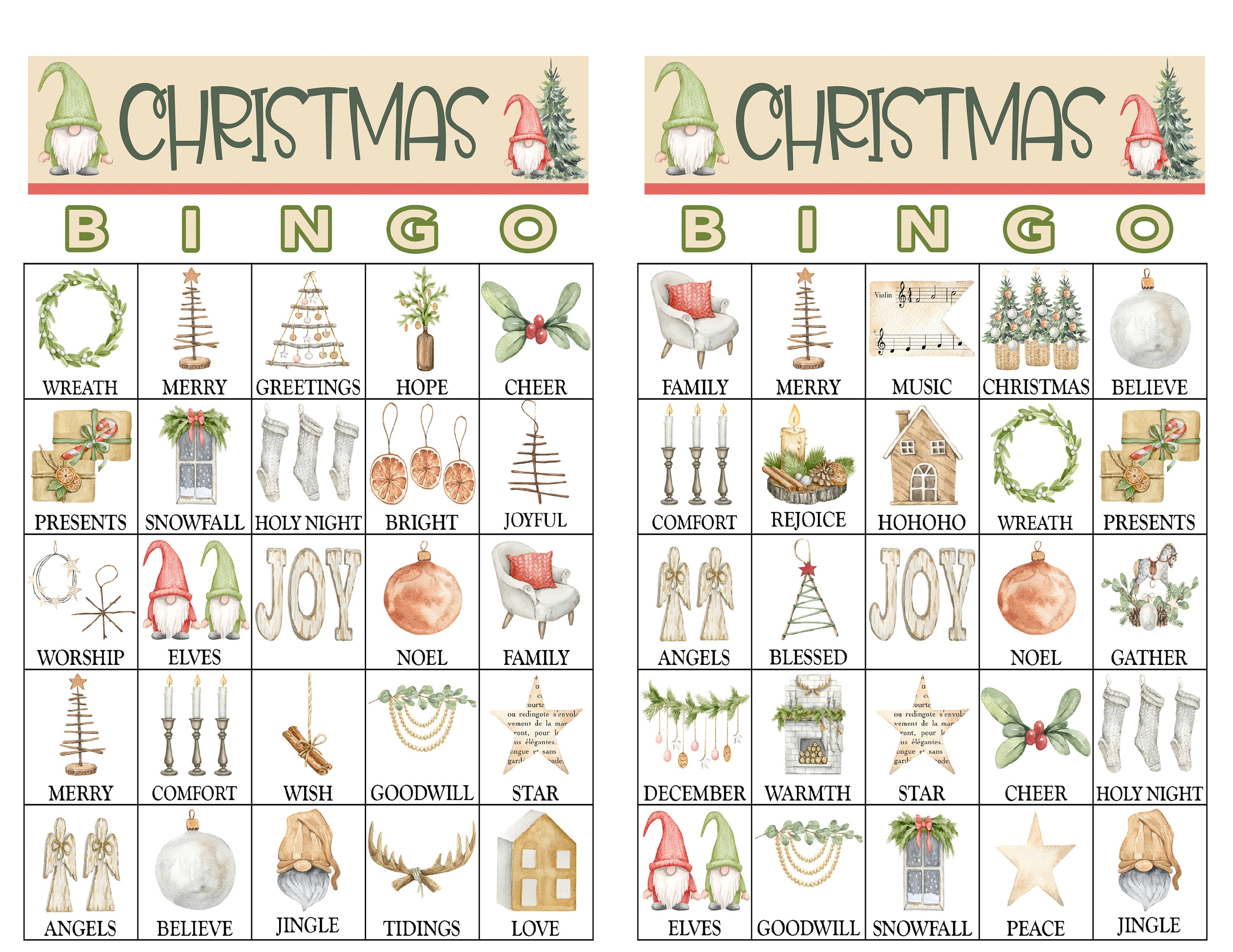 Christmas/holiday Bingo Cards: Printable Bingo Kids Game - Etsy