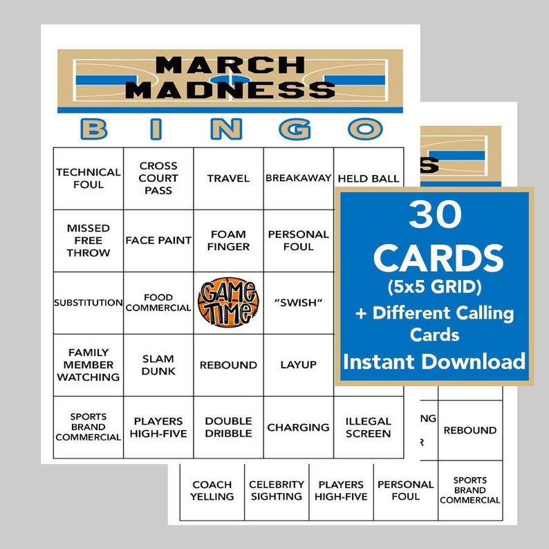 Basketball Bingo March Madness Bingo Basketball Party - Etsy