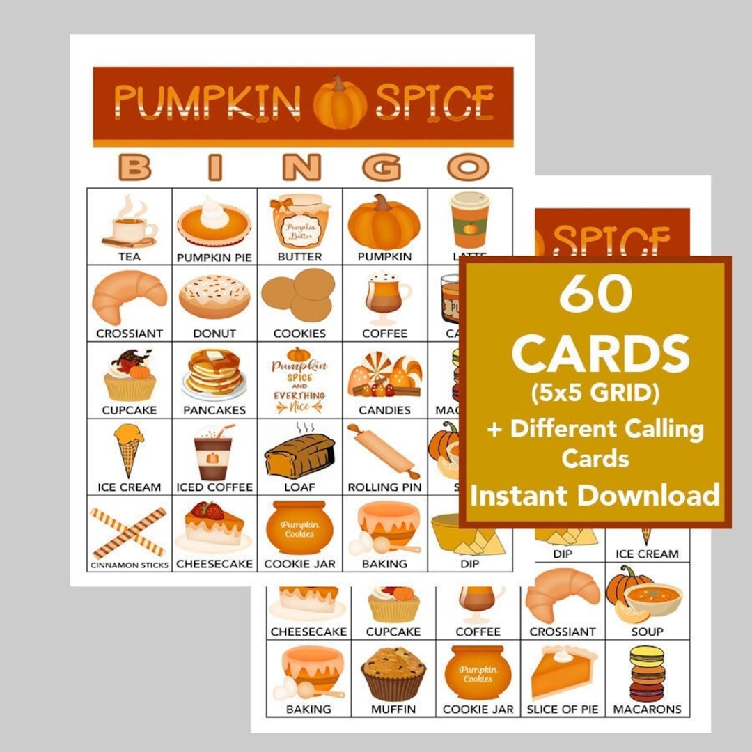 Fall Bingo, Pumpkin Spice Bingo, Thanksgiving Bingo, Friendsgiving ...