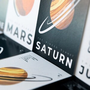 Solar System Planets (dark) - A6 Postcard Prints (mars, Jupiter, Saturn ...