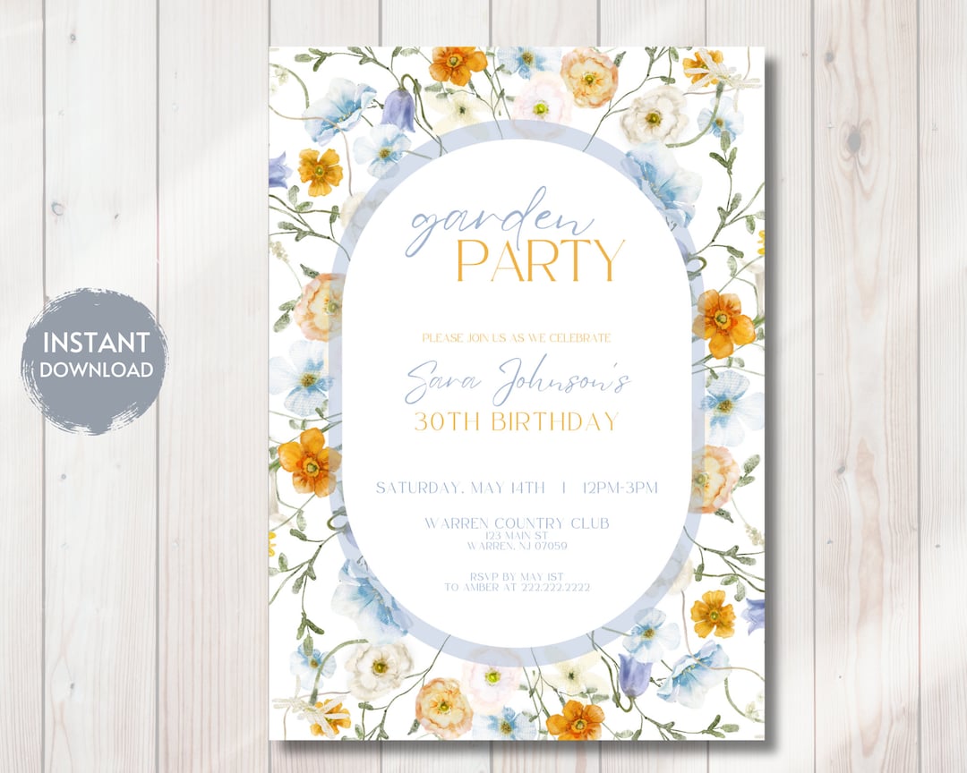 Summer Garden Party Birthday Invitation, Spring Garden Party Invite ...