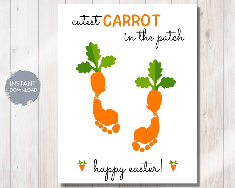 Cutest Carrot Easter TEMPLATE Footprint Feet Art Kids Craft - Etsy