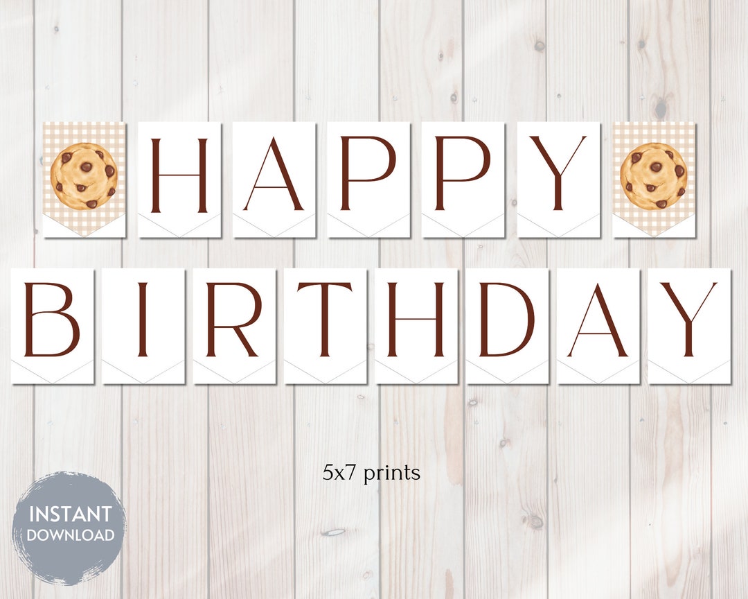 COOKIE Happy Birthday Banner, Milk and Cookies, Milk & Cookie Birthday ...