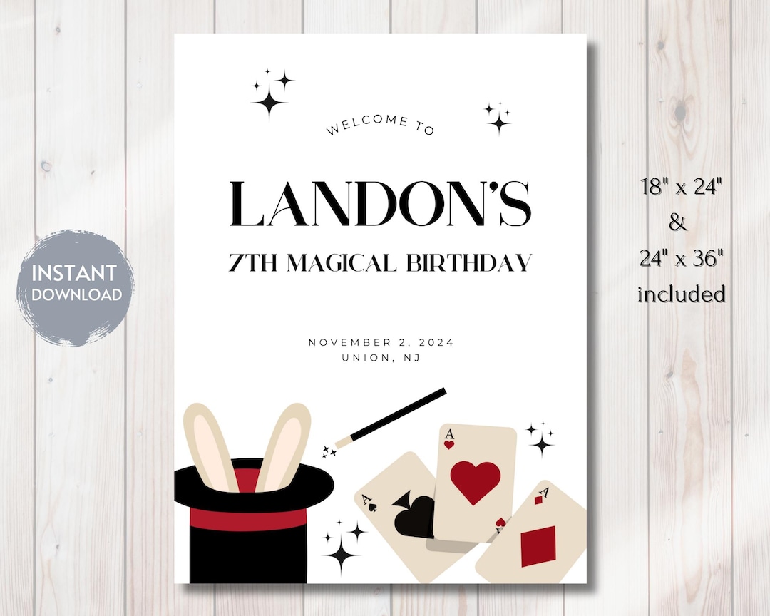Magician Welcome Sign Template, Magic Show Welcome Sign, Editable ...