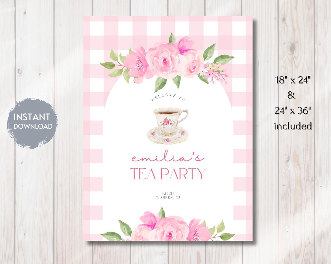 Tea Party WELCOME SIGN Template, Editable Instant Download, Tea for Two ...