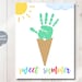 SUMMER Handprint Craft TEMPLATE, Ice Cream Paint Craft, Beach Activity ...