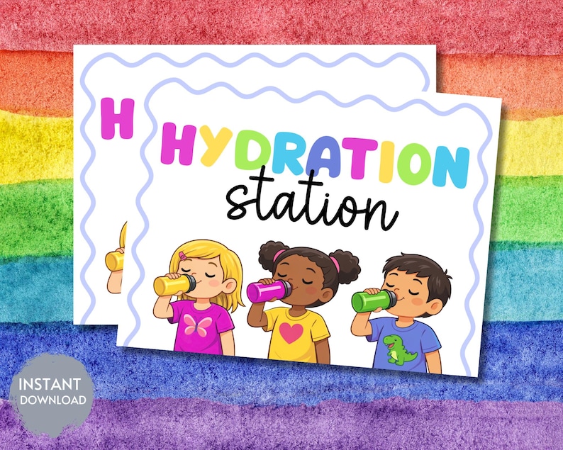 Hydration Station Sign, Daycare Water Bottle Sign, School Drink Station ...