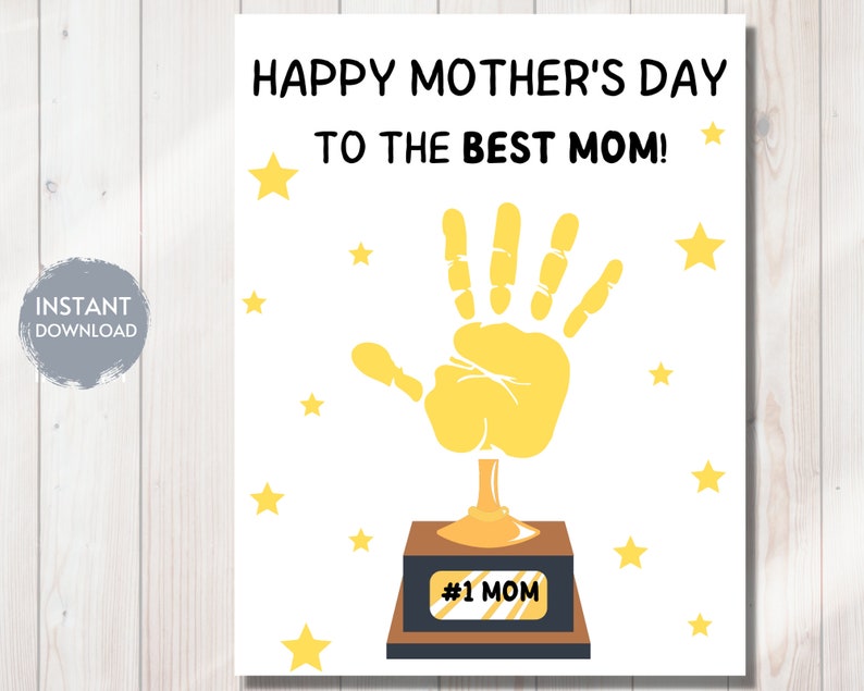 MOTHER'S DAY Handprint TEMPLATE Digital Download Trophy - Etsy