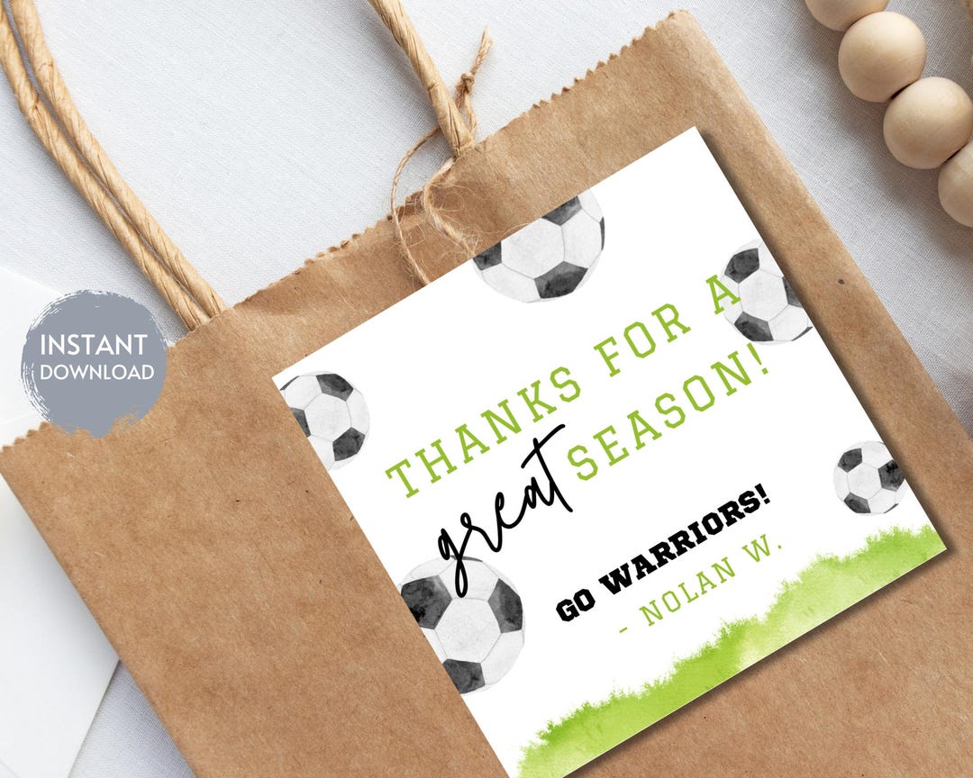 Soccer Season Favor Tag Template, Printable Personalized Gift (DIY) - Etsy