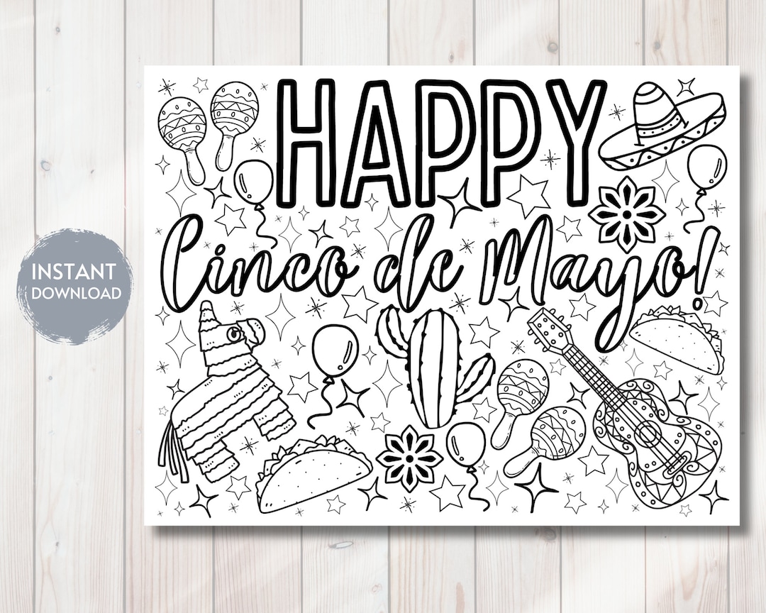 Cinco De Mayo Coloring Page, Cinco De Mayo Kids Activity Sheet, Cinco ...