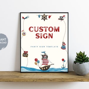 Pirate Theme Party Signs Bundle, Pirate Birthday Decorations, Cards ...