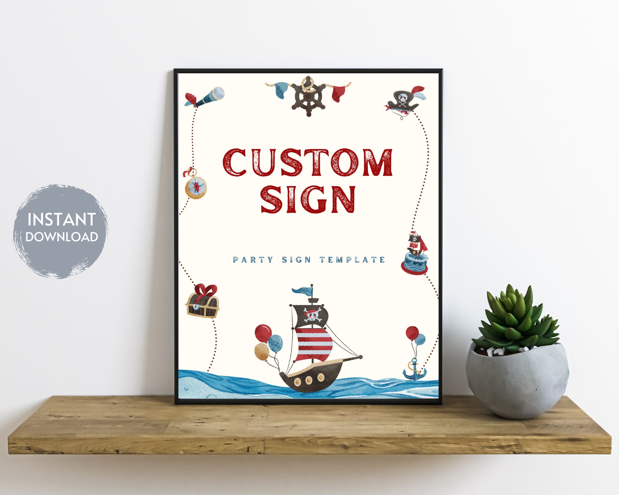 Pirate Theme Party Signs Bundle, Pirate Birthday Decorations, Cards ...
