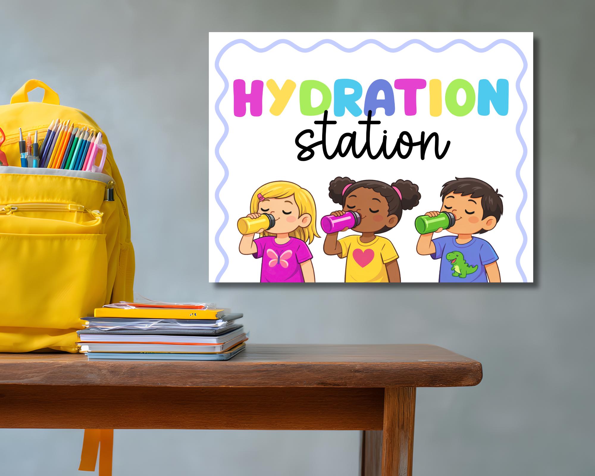 Hydration Station Sign, Daycare Water Bottle Sign, School Drink Station ...