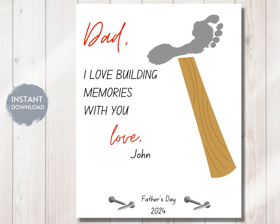 FATHER'S DAY Footprint TEMPLATE, Digital Download, Building Memories ...