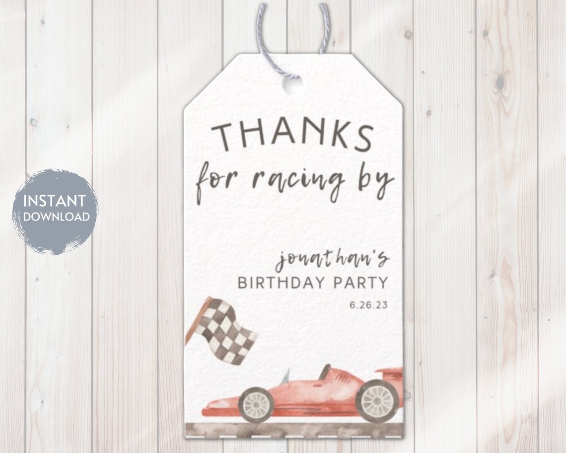 Race Car Birthday Favor Tag Template, Editable (digital Download) - Etsy