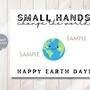 EARTH DAY Handprint Craft Template, Small Hands Change the World ...