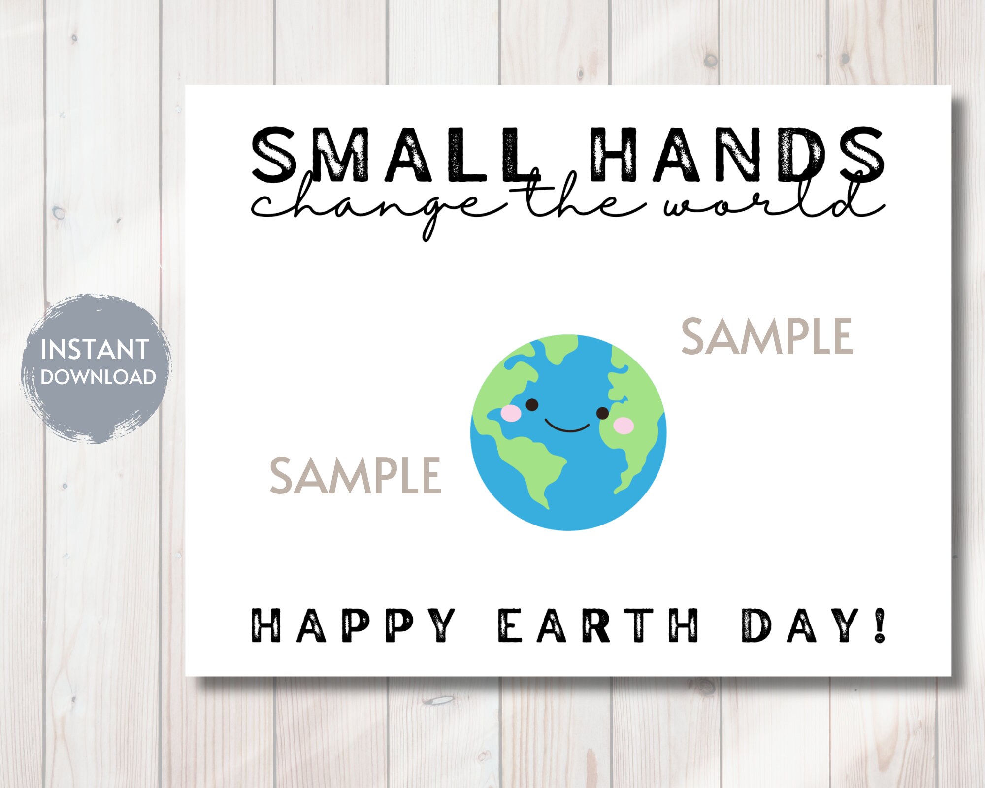 EARTH DAY Handprint Craft Template, Small Hands Change the World ...
