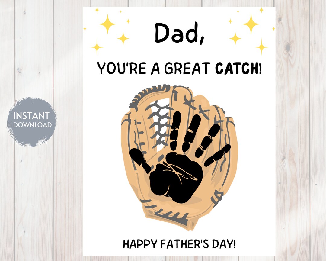 FATHER'S DAY Handprint TEMPLATE, Digital Download, Great Catch, I Love ...
