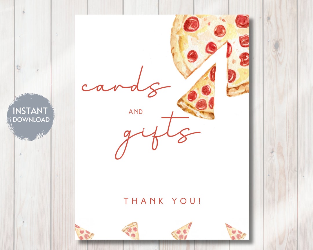 Pizza Party Signage, Cards and Gifts Station, SLICE OF FUN, Slice Slice ...