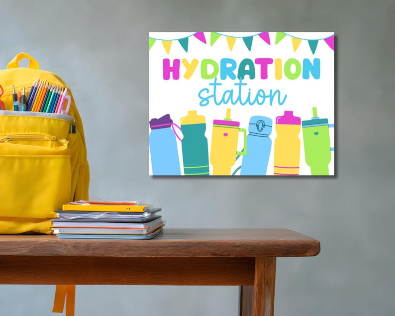 Bright Hydration Station Sign, Daycare Water Bottle Sign, School Drink ...