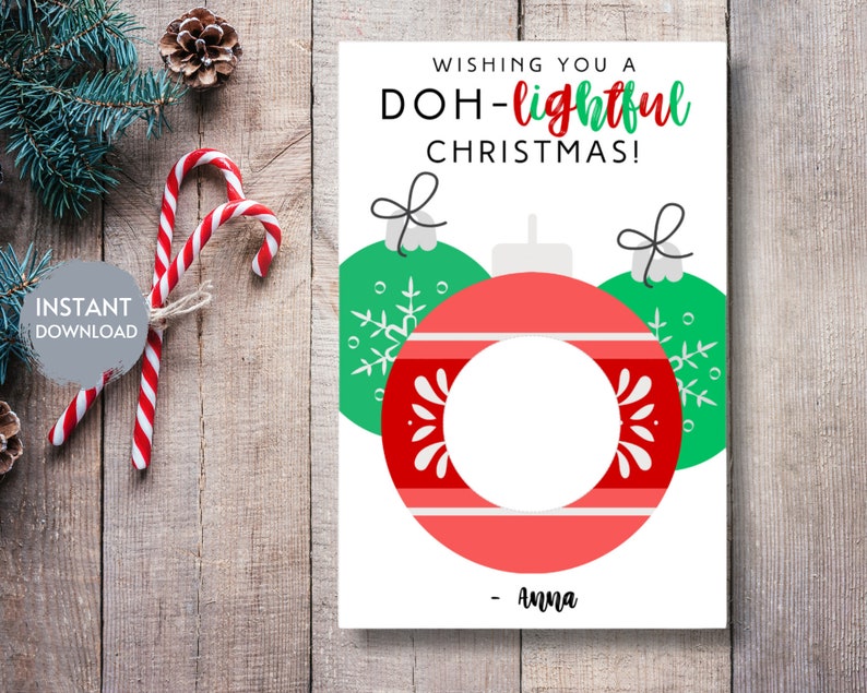 Play Dough Christmas Ornament Gift Printable, Christmas Gift for Kids ...