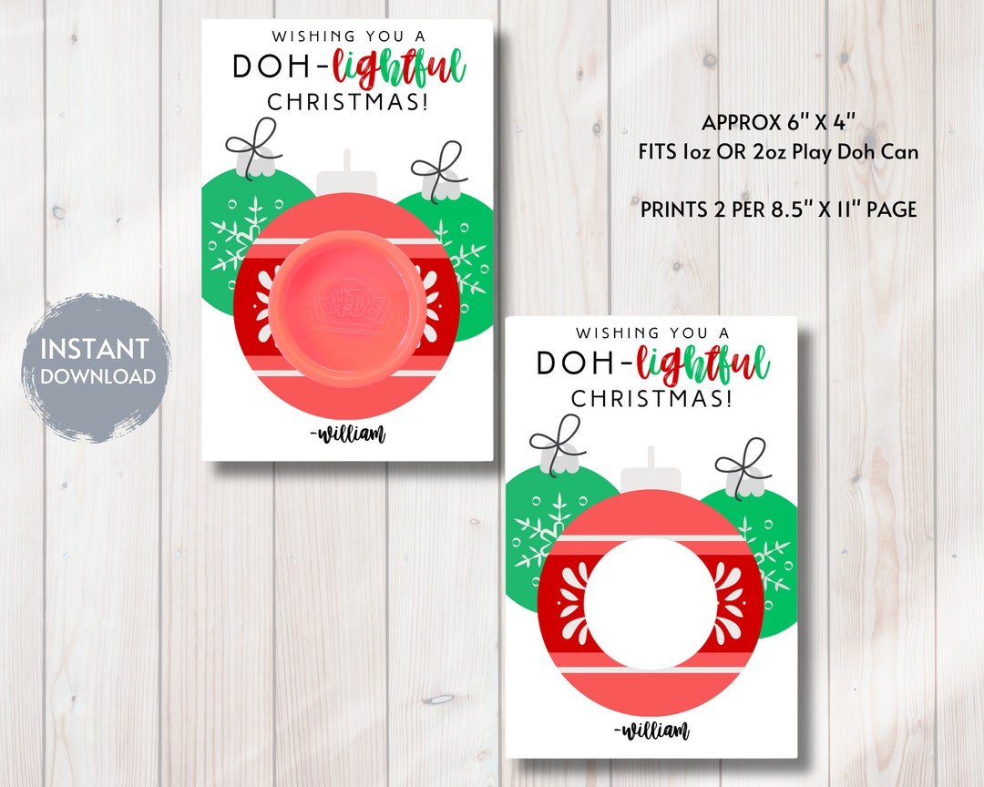 Play Dough Christmas Ornament Gift Printable, Christmas Gift for Kids ...