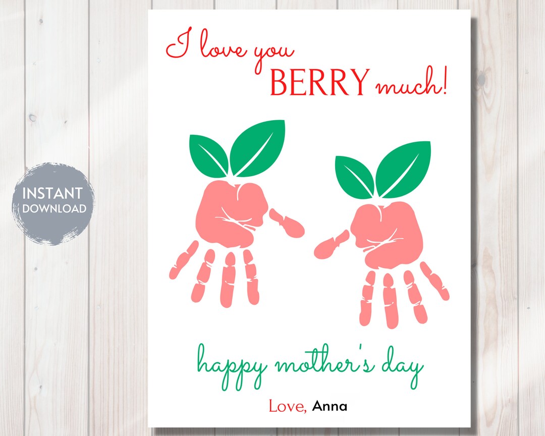 MOTHER'S DAY Handprint TEMPLATE, Digital Download, Editable, Love You ...