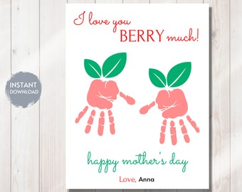 MOTHER'S Day Handprint TEMPLATE Digital Download Mothers - Etsy