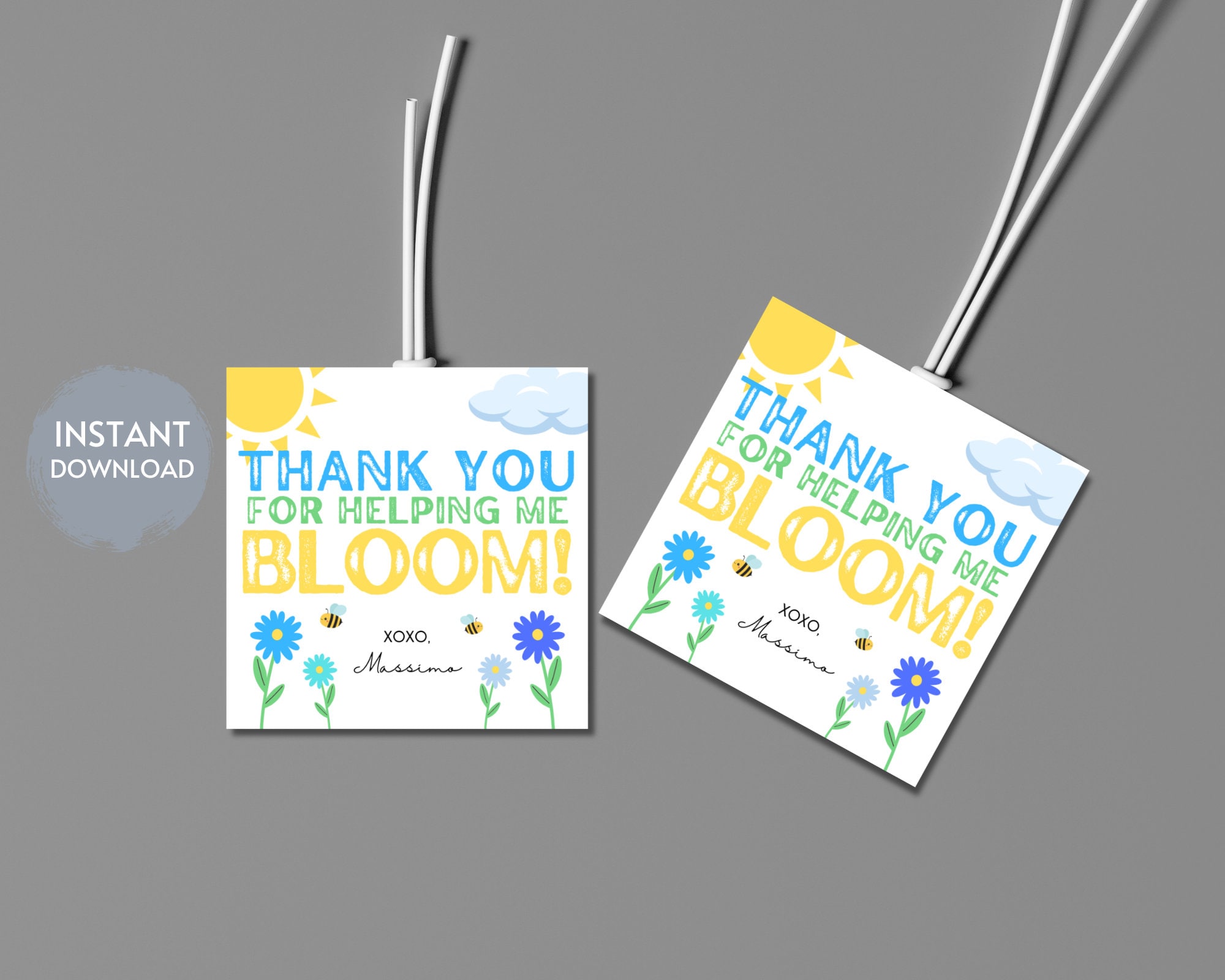 Teacher Appreciation Gift Tag, Thank You for Helping Me BLOOM Tag ...
