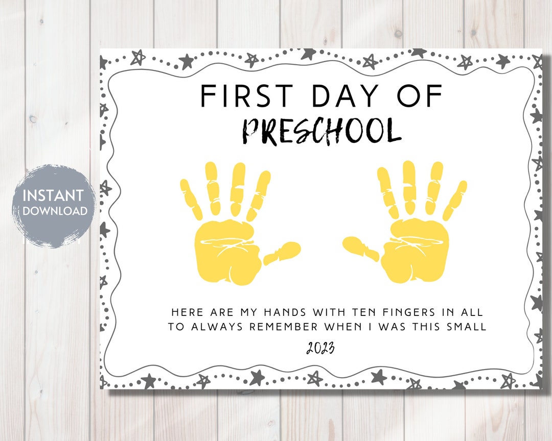 First Day of PRESCHOOL, Handprint Art Project, Back to School ...
