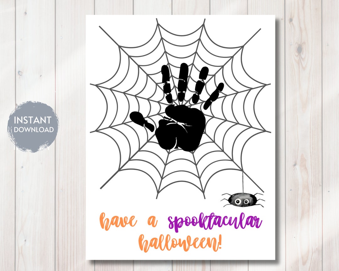 HALLOWEEN Handprint Craft TEMPLATE, Spider Web Craft, Instant Digital ...