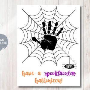 HALLOWEEN Handprint Craft TEMPLATE, Spider Web Craft, Instant Digital ...