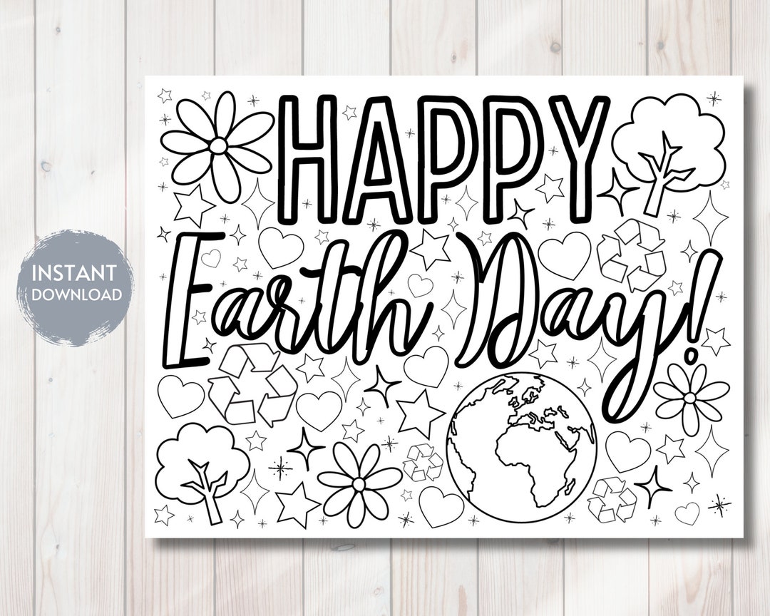 EARTH DAY Coloring Page, Earth Month School Activity, Earth Day Kids ...