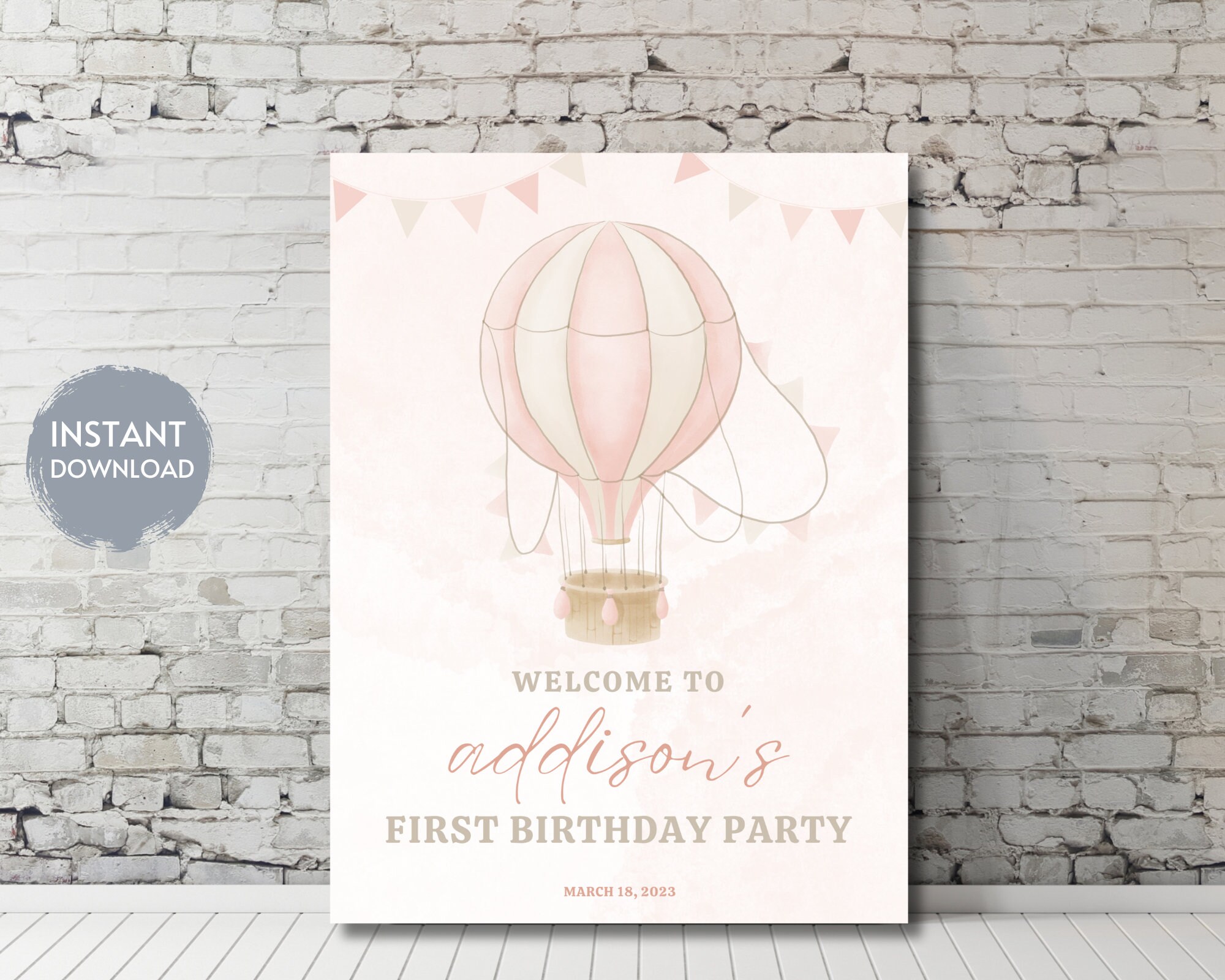 Hot Air Balloon WELCOME SIGN Template, Editable Instant Download ...