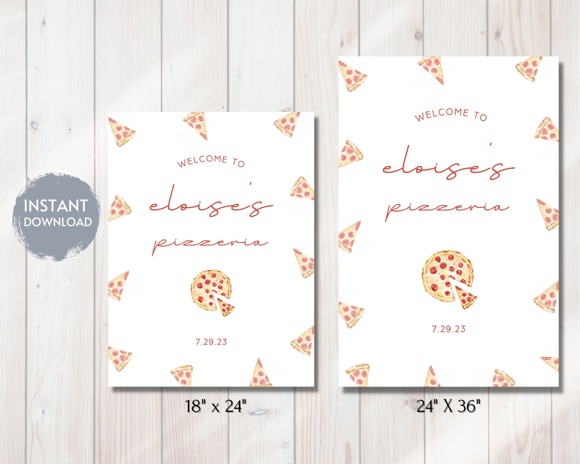 Pizza Party WELCOME SIGN Template, Editable Instant Download, Slice of ...