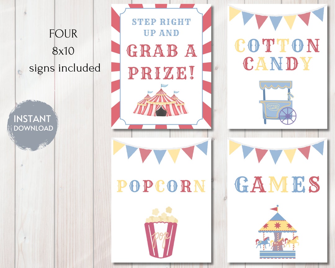 Circus Theme Birthday Signage, Kids Circus Carnival Bday Party Invite ...