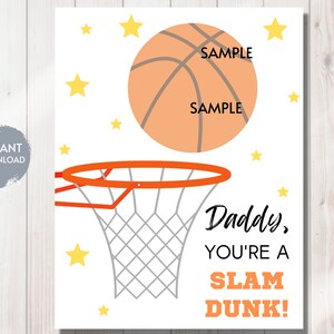 FATHER'S DAY Handprint TEMPLATE, Digital Download, Basketball, Slam ...