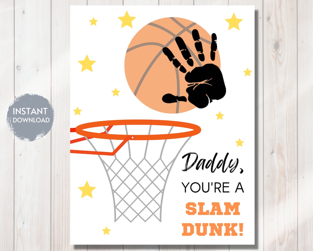 FATHER'S DAY Handprint TEMPLATE, Digital Download, Basketball, Slam ...