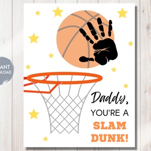 FATHER'S DAY Handprint TEMPLATE, Digital Download, Basketball, Slam ...