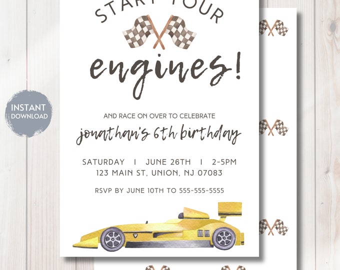 Editable Race Car Birthday Invitation, Speed Racer Party Invite, Kids ...