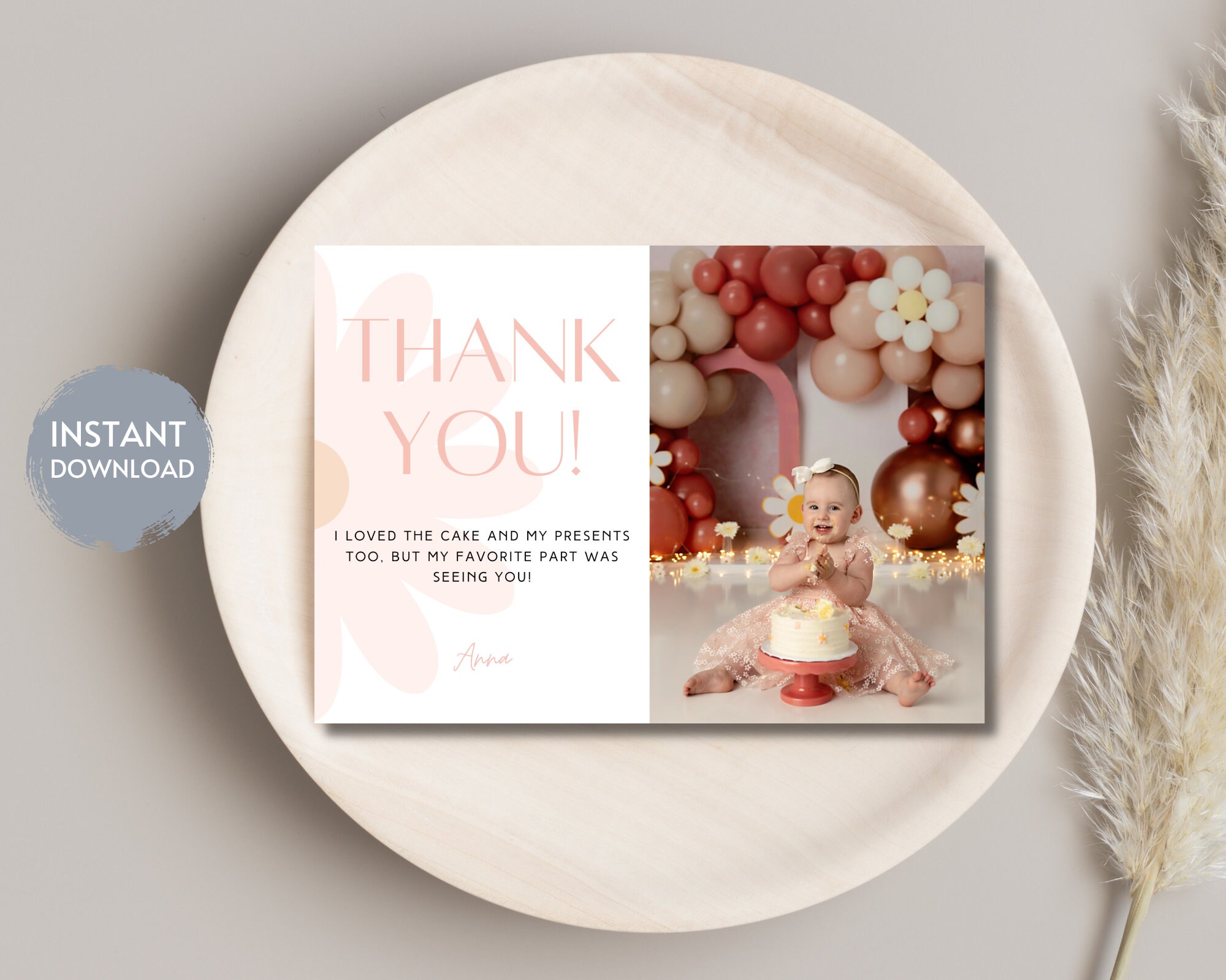 DAISY Birthday Thank You Card, Daisy Birthday Theme, Two Groovy ...