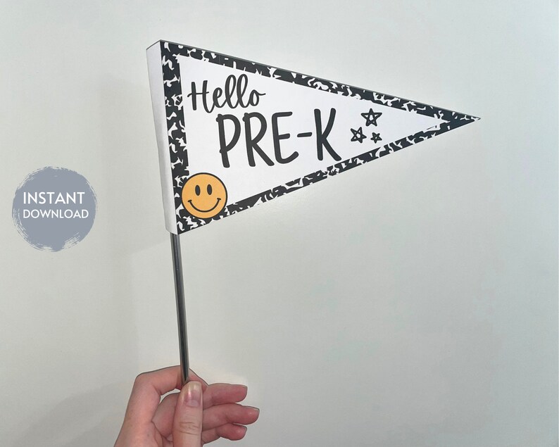 First Day of PRE-K Pennant, Hello Pre-k Pennant, First Day of Preschool ...