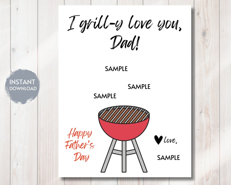 FATHER&#039;S DAY Grilling Handprint TEMPLATE Instant Digital - Etsy